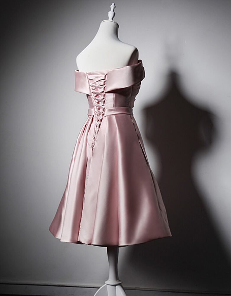 Satin Homecoming Dresses Aline Off-the-shoulder Simple Short Prom Dres ...